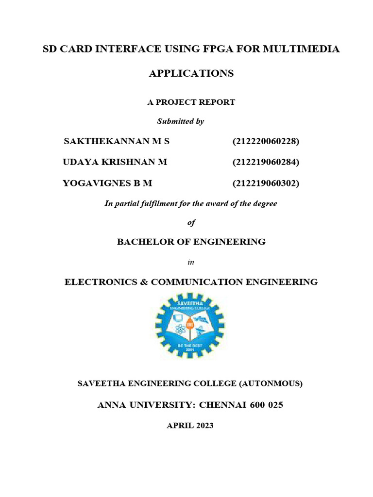 Project Report | PDF | Field Programmable Gate Array | Electrical Engineering