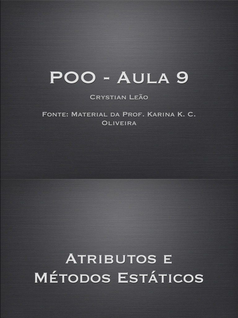 POO - 9 (Atributos e Métodos Estáticos) | Download grátis PDF | Classe ...