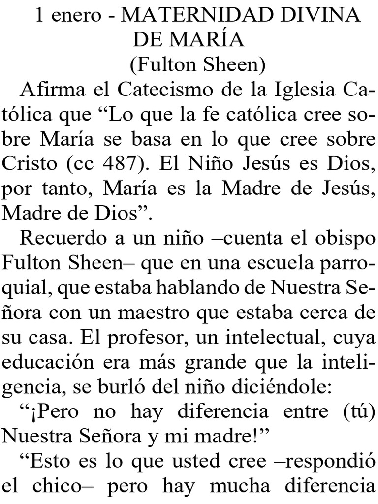 Fulton Sheen - Maternidad Divina de Maria | PDF | María, madre de Jesús ...