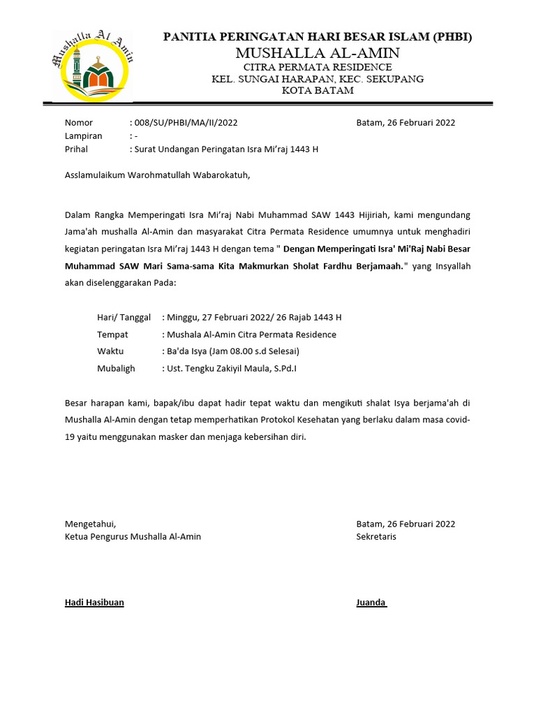 Surat Undangan 1 Muharam | PDF