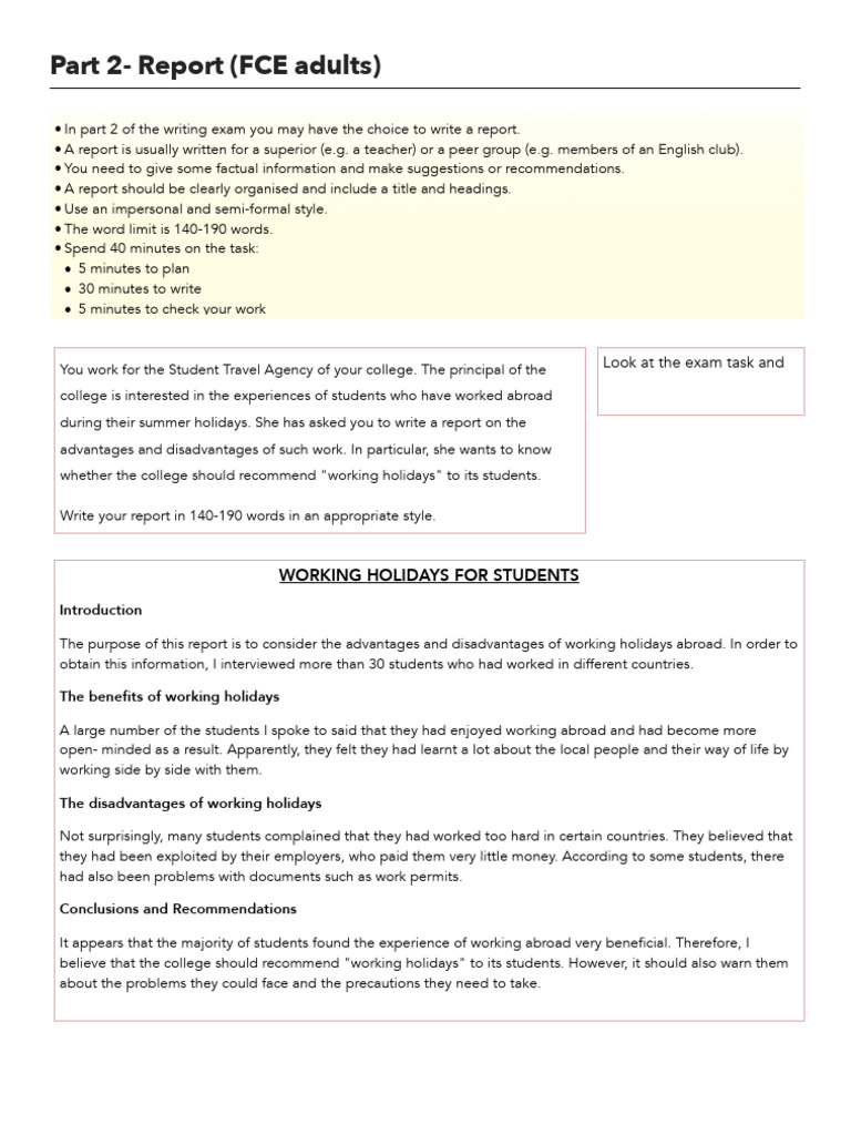 FCE Writing Guide Report (Adults) | PDF | Human Communication