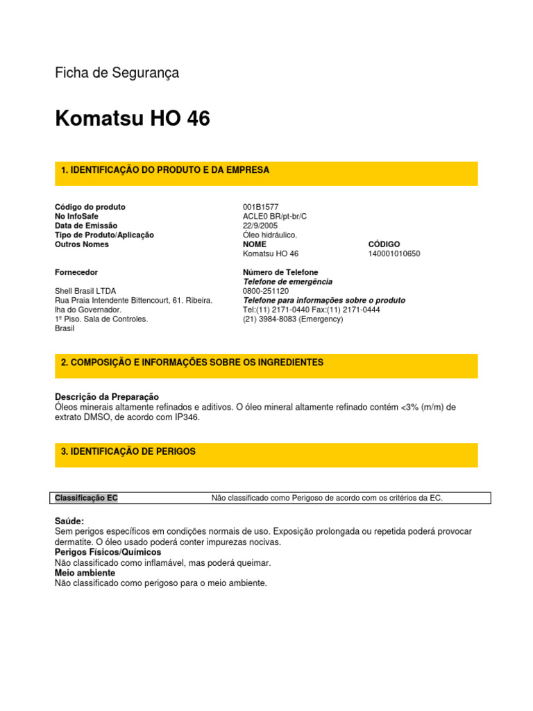 Komatsu HO 46 | PDF | Desperdício | Ambiente natural