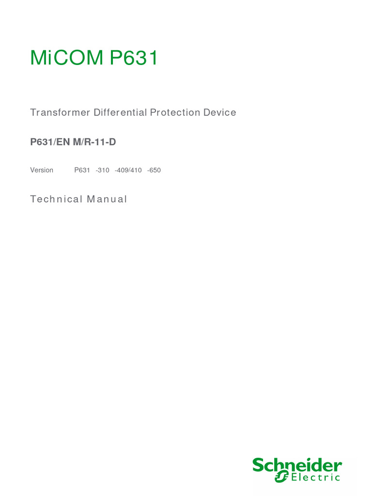 Micom P631: Transformer Differential Protection Device | PDF | Input ...