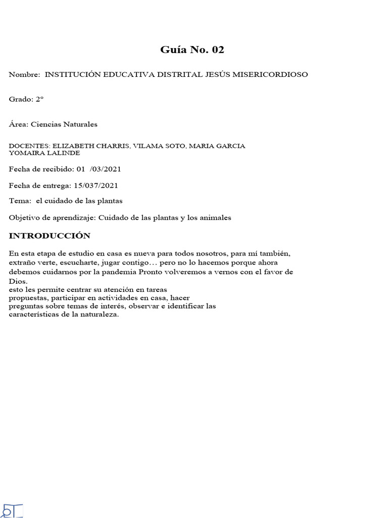 Guía No 2 Elizabeth Charris 2021 | PDF | Plantas | Suelo