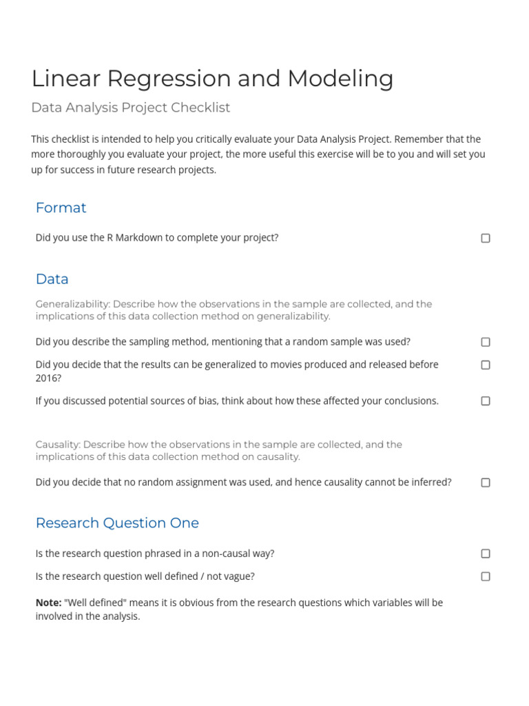 UDo3LFIpSgO6NyxSKRoDJw Linear Regression Data Analysis Checklist | PDF ...