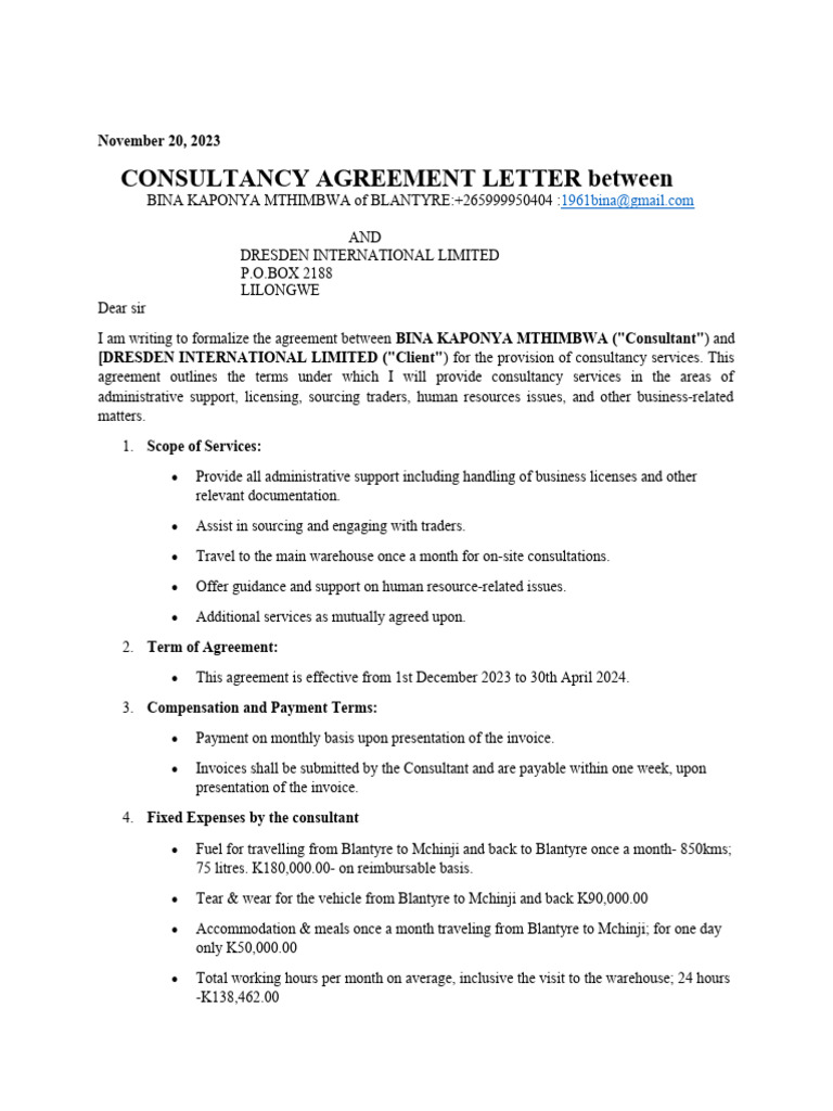 Consultancy Agreement Overview | PDF | Private Law | Business
