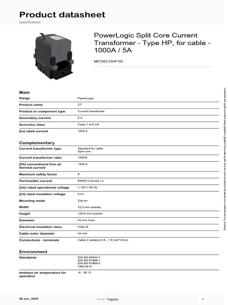 Current Transformer T1 - METSECT5HP100 | PDF | Computer Engineering | Equipment