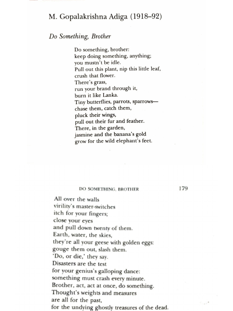 Do Something Brotherby M Gopalakrishna Adiga | PDF