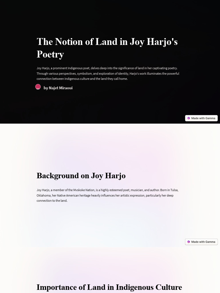 Land's Role in Joy Harjo's Poetry | PDF | Poetry | Indigenous Peoples