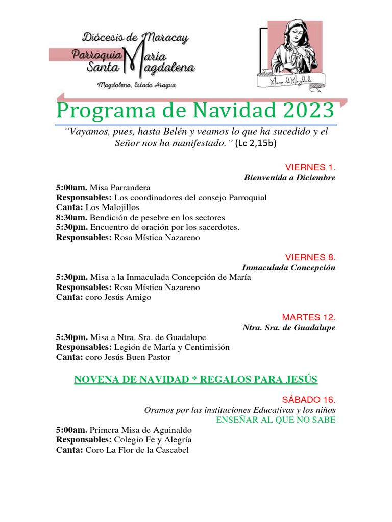 Programa de Navidad 2023 | PDF | Misa (liturgia) | Navidad