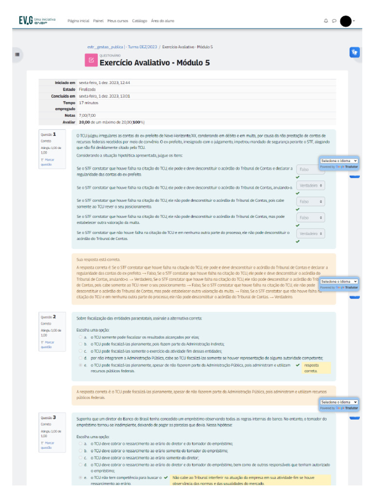Estruturas de Gestão Pública - Exercício Avaliativo - Módulo 5 | PDF