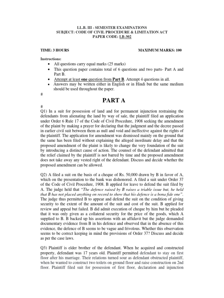 Question Paper | PDF | Lawsuit | Judiciaries