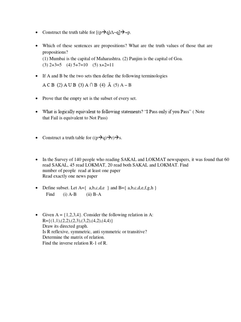 DMS Questions On Unit 1 and 2 | PDF
