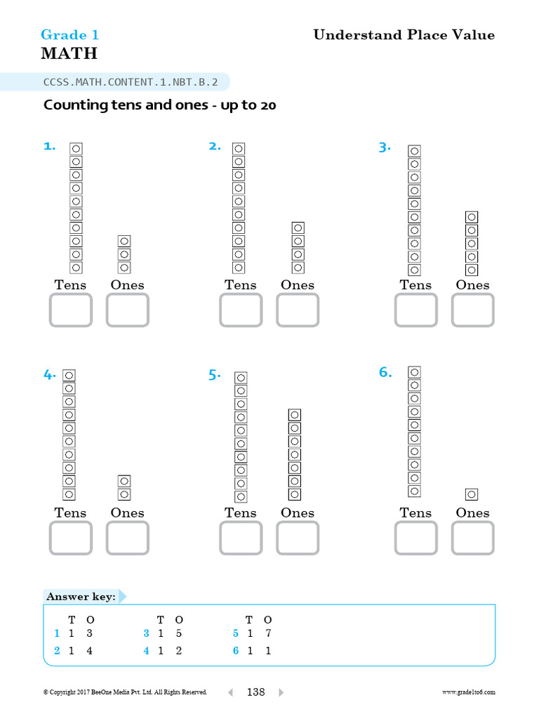 Counting Tens and Ones Up To 20 | PDF