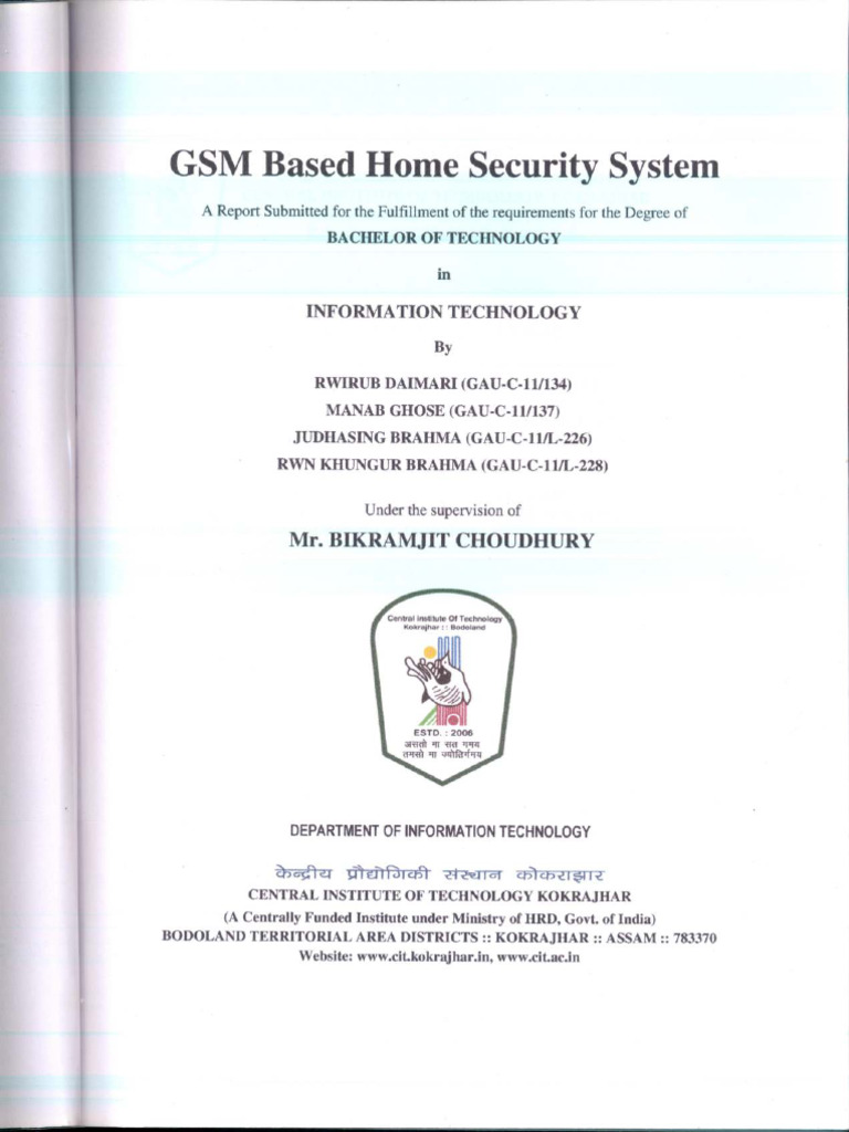 GSM Based Home Security System | PDF | Capacitor | Resistor GSM Based Home Security System | PDF | Capacitor | Resistor