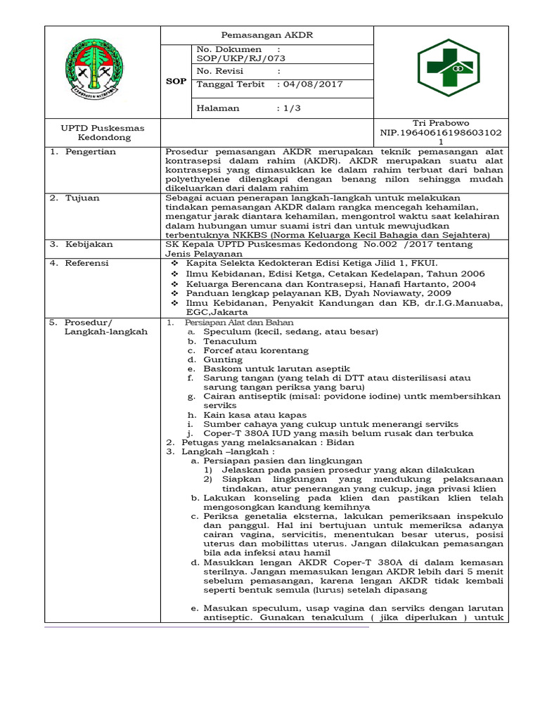 Sop Pemasangan Akdr | PDF