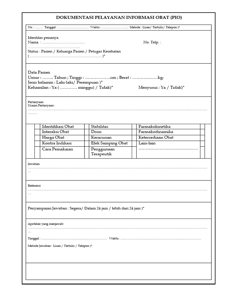 Formulir Pio Dan Konseling | PDF
