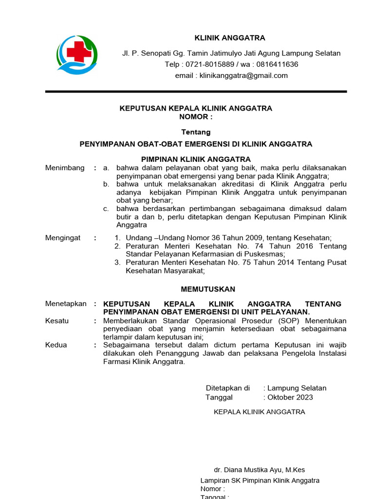 SK Penyimpanan Obat-Obat Emergensi | PDF | Pengembangan Diri | Sains ...