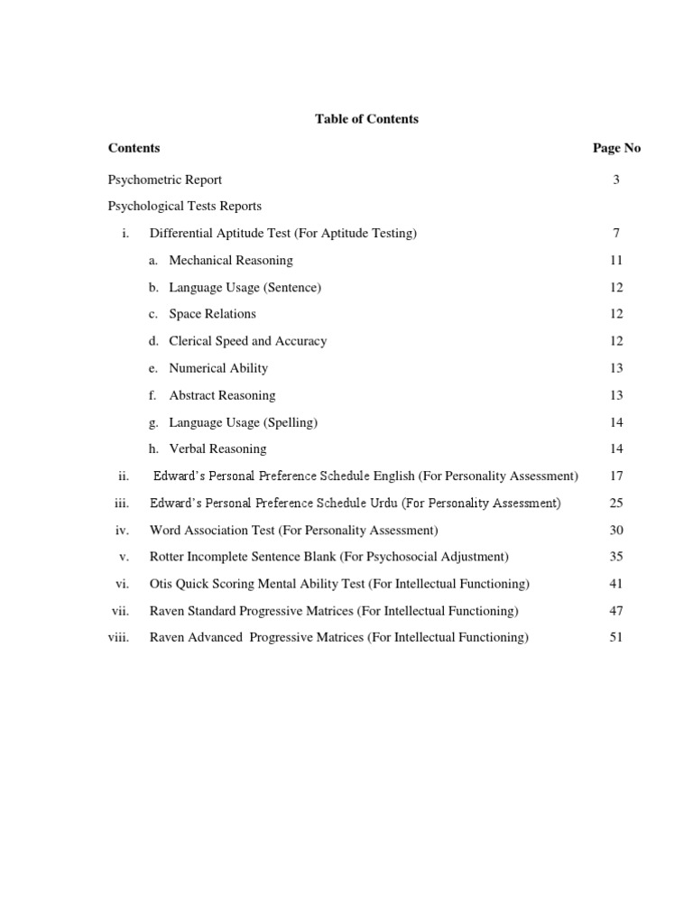 Psychometric Report | PDF | Test (Assessment) | Reason