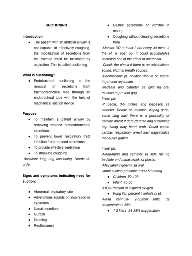 Suctioning | PDF | Lung | Clinical Medicine