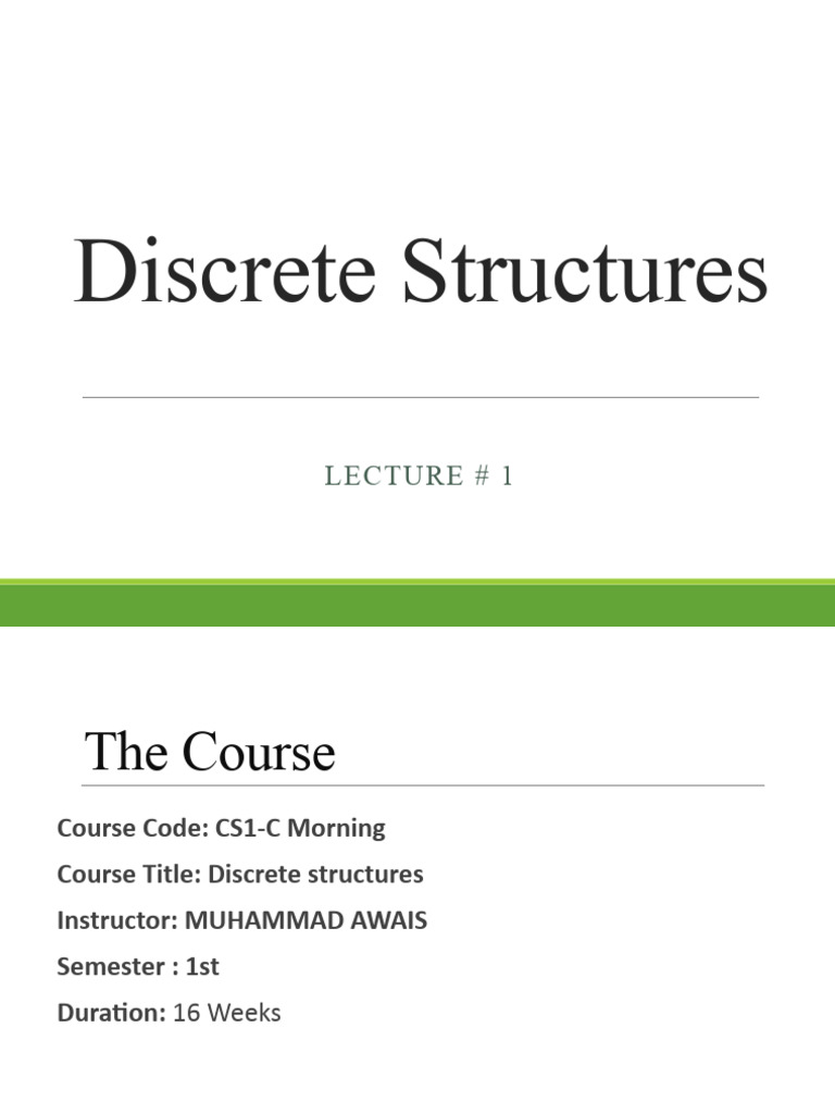 Lecture # 1 Ds | PDF | Logic | Discrete Mathematics