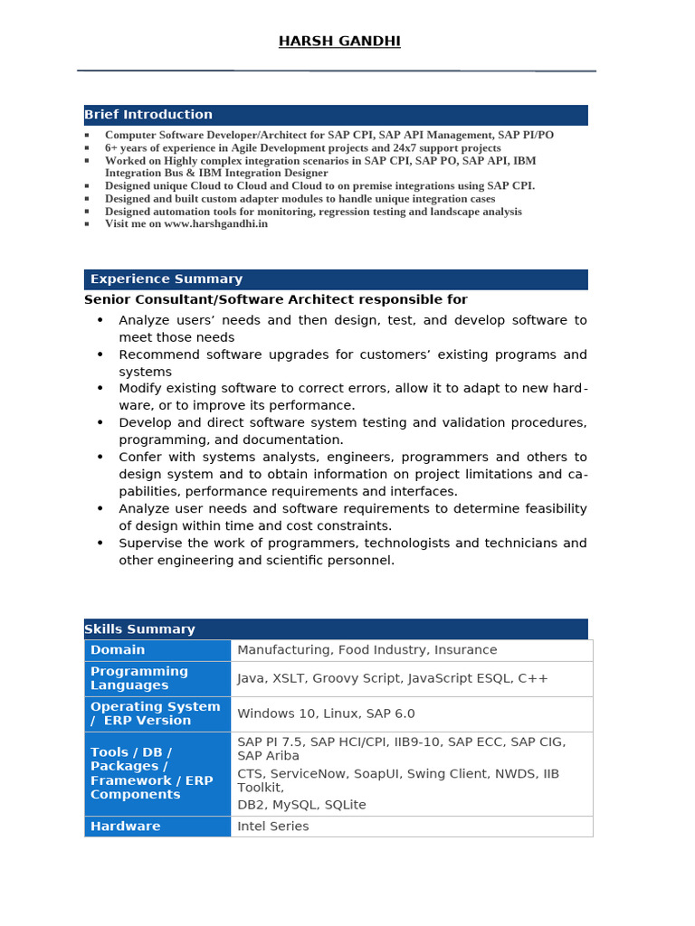 Harsh Resume | PDF | Software | Electronic Data Interchange