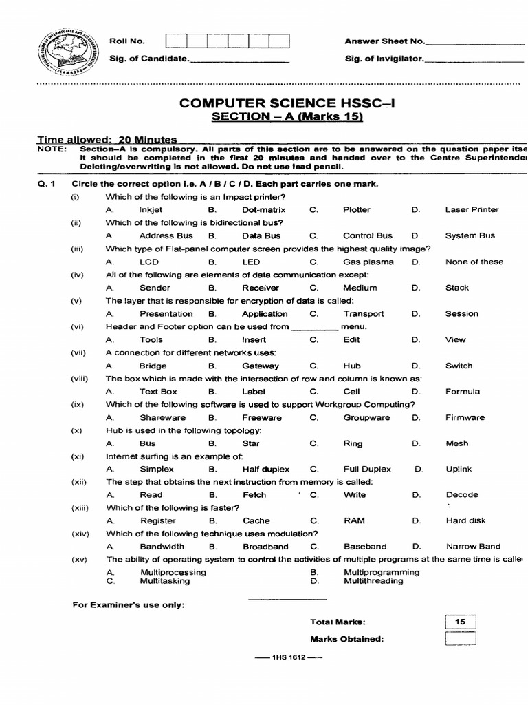 Class 11 Computer Science Past Paper 2016 Supp | PDF Class 11 Computer Science Past Paper 2016 Supp | PDF