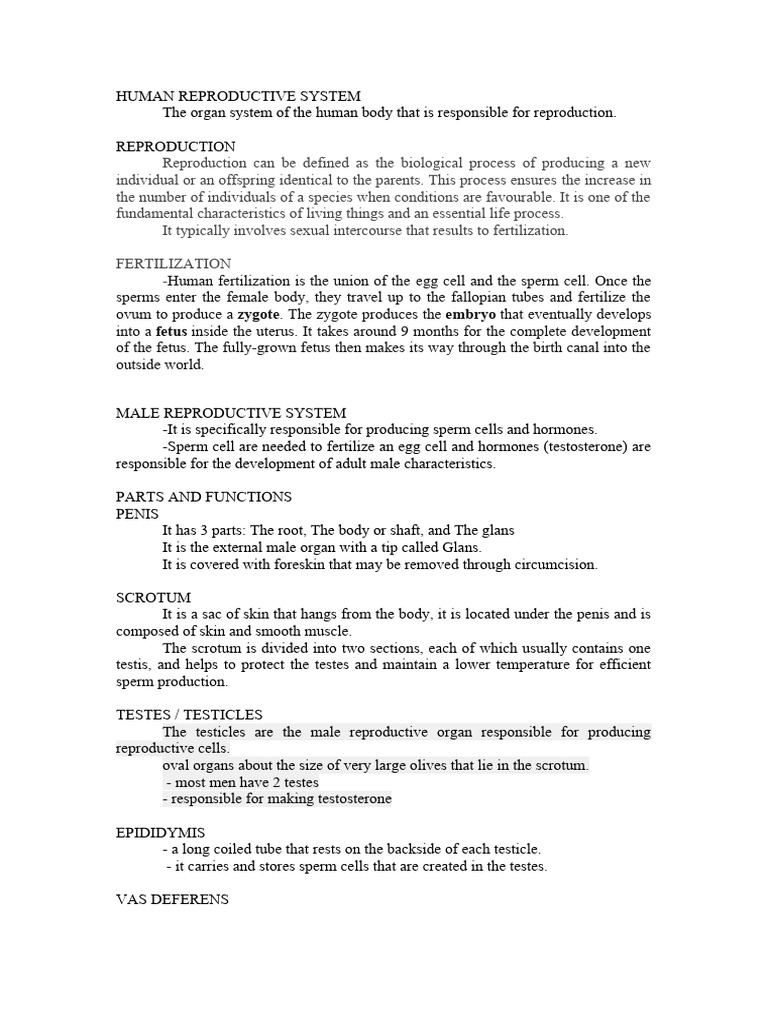Overview of Human Reproductive System | PDF | Human Reproduction ...