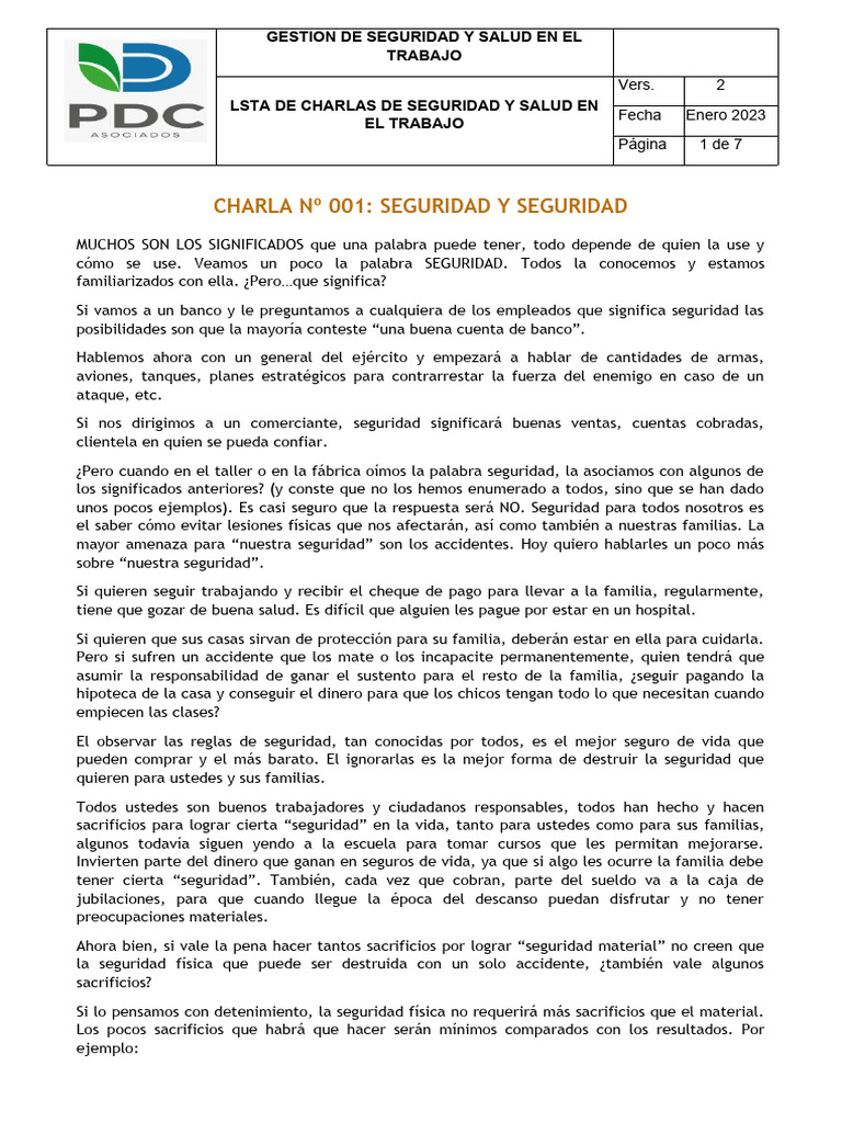 Charla #001 | PDF | Ropa