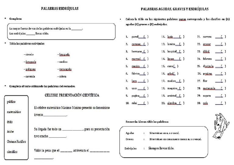 Ficha Palabras Esdrujulas | PDF