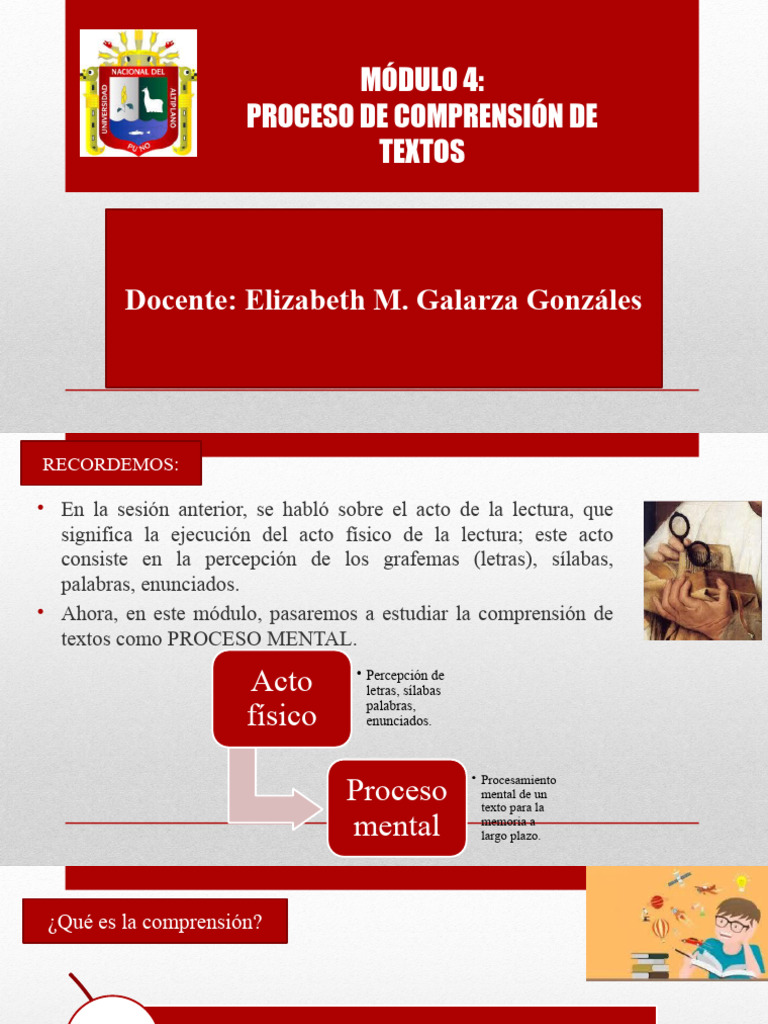 Módulo 4 Proceso de Comprensión de Textos | PDF | Mente | Comprensión ...