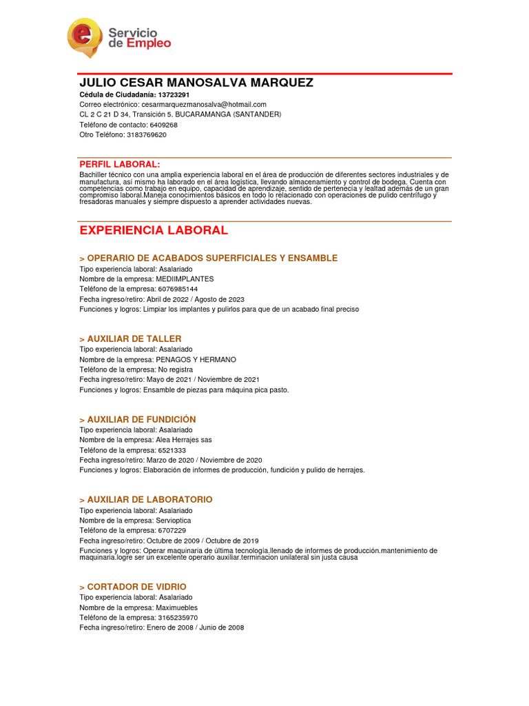 HV Manosalva Marquez Julio Cesar | PDF | Business | Economias