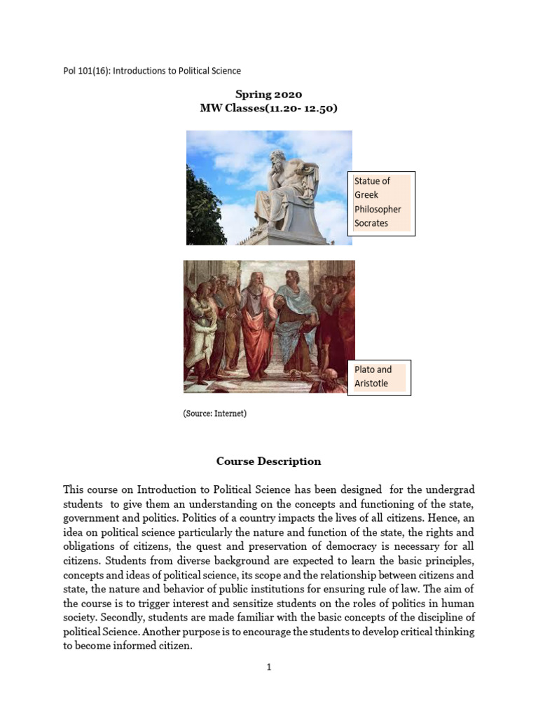 Pol 101 (1) Introductions To Political Science Course Outline Spring ...