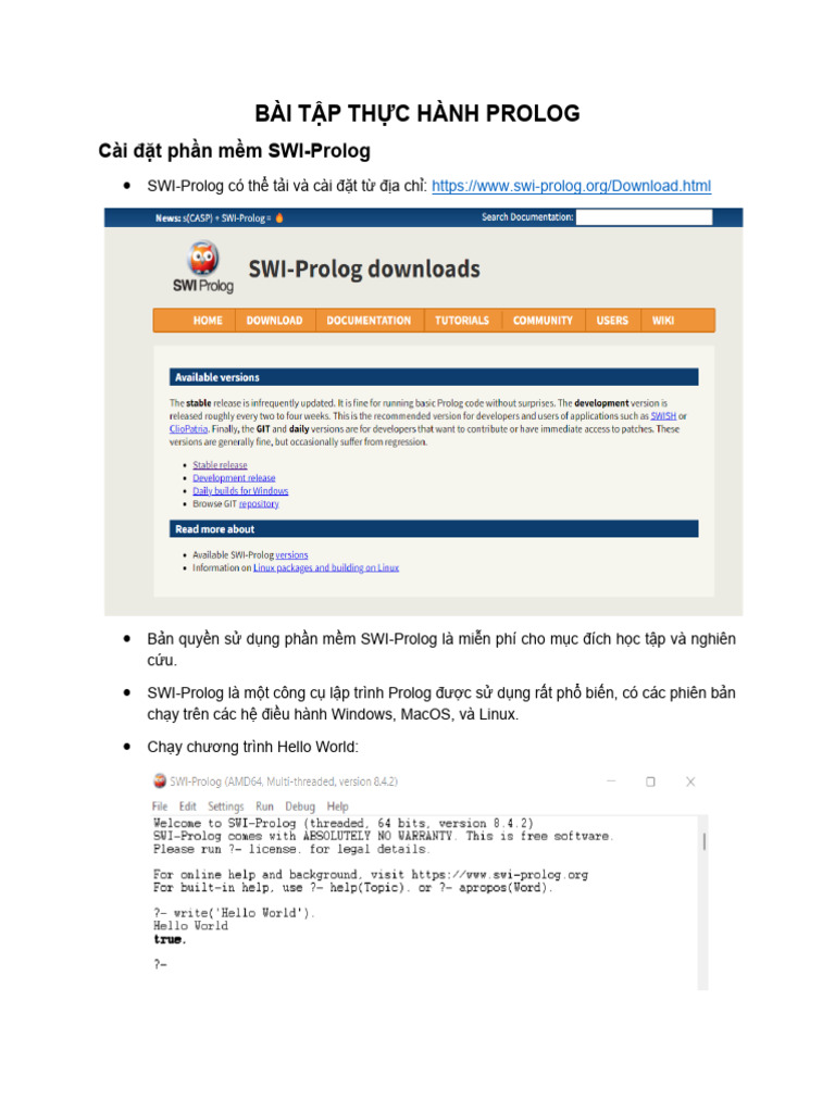 (PROLOG) BÀI TẬP THỰC HÀNH | PDF