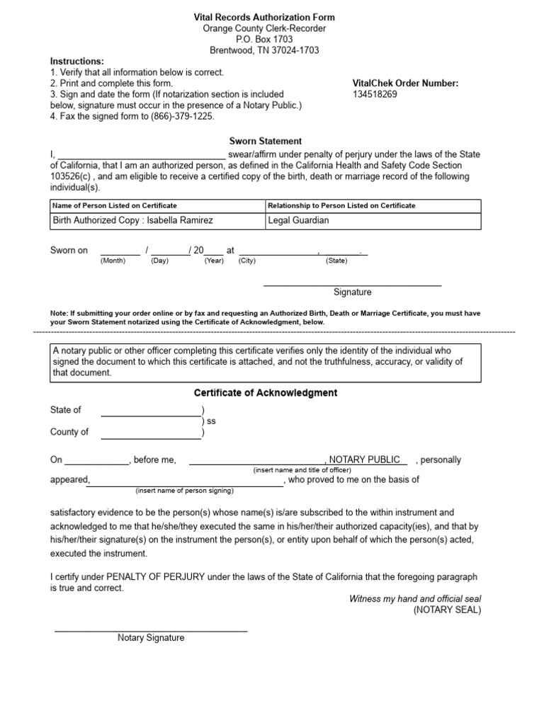Authorization Form | PDF | Notary Public | Identity Document