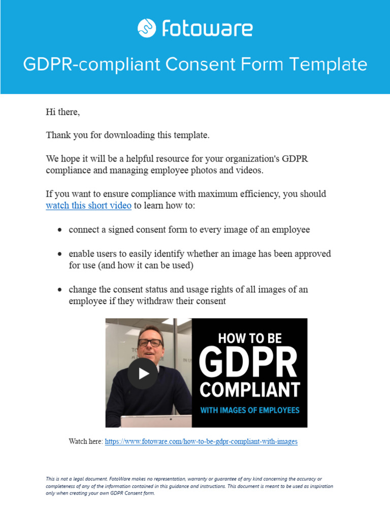 FotoWares GDPR Compliant Image Consent Form Template | PDF | Information | Data