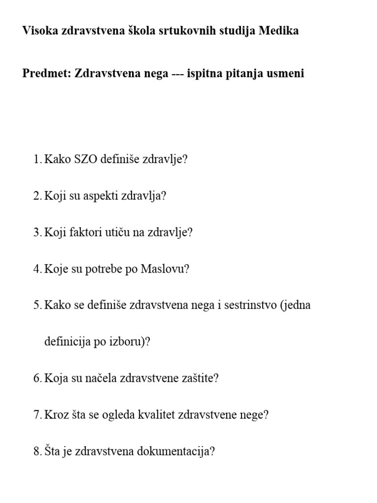 Pitanja Za Ispit | PDF