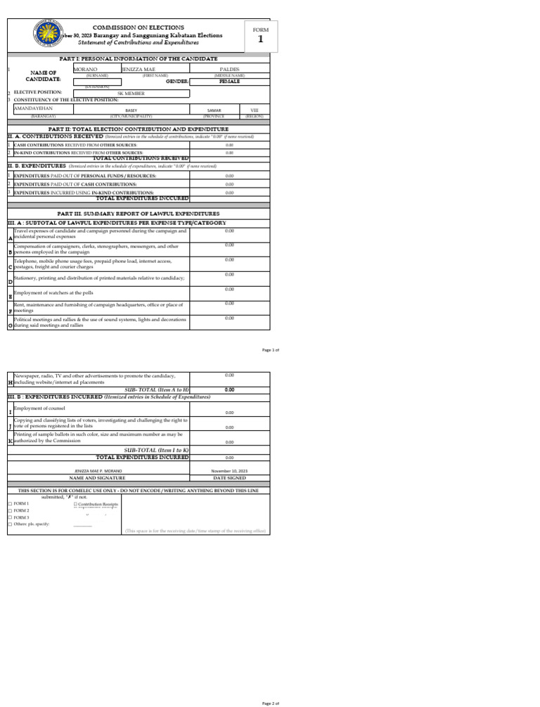 Soce Form 1 | PDF | Expense | Government