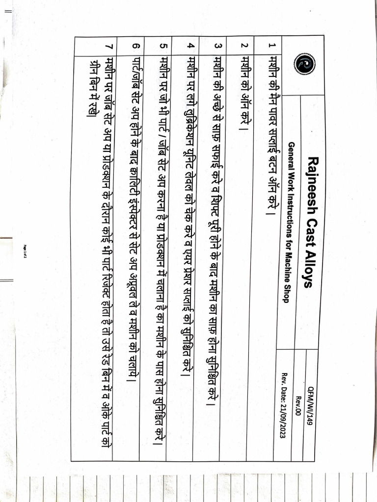 Machine Shop Instructions for Rajneesh | PDF