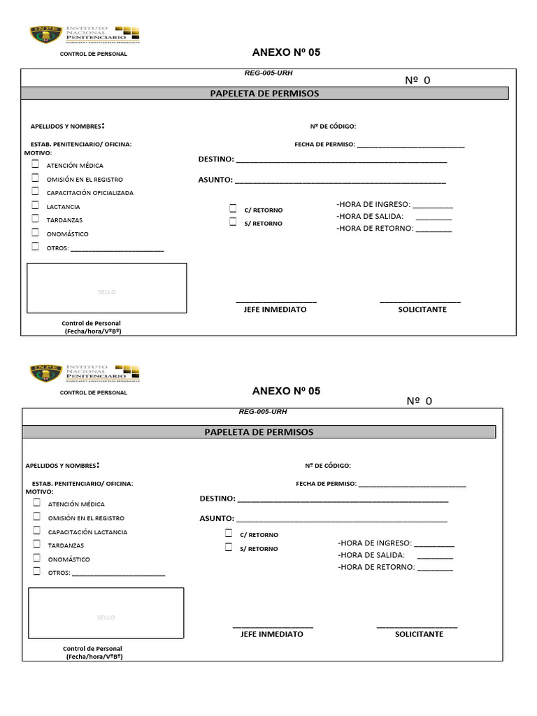 Papeleta de Justificacion - 5 | PDF
