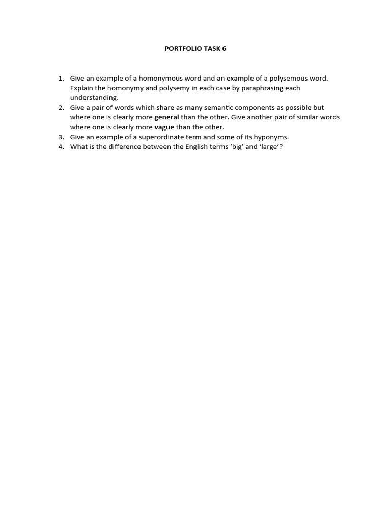 PORTFOLIO TASK 6 (Lex - Semantics Part II) | PDF
