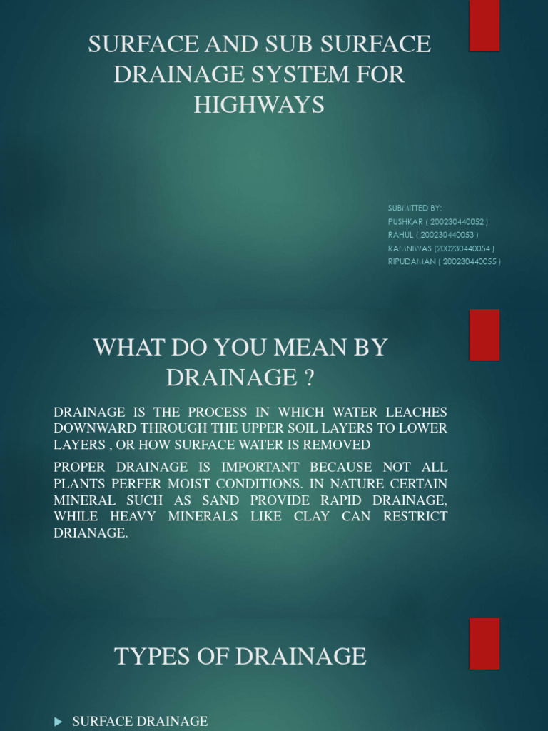 Surface and Sub Surface Drainage System For Highways | PDF | Drainage ...
