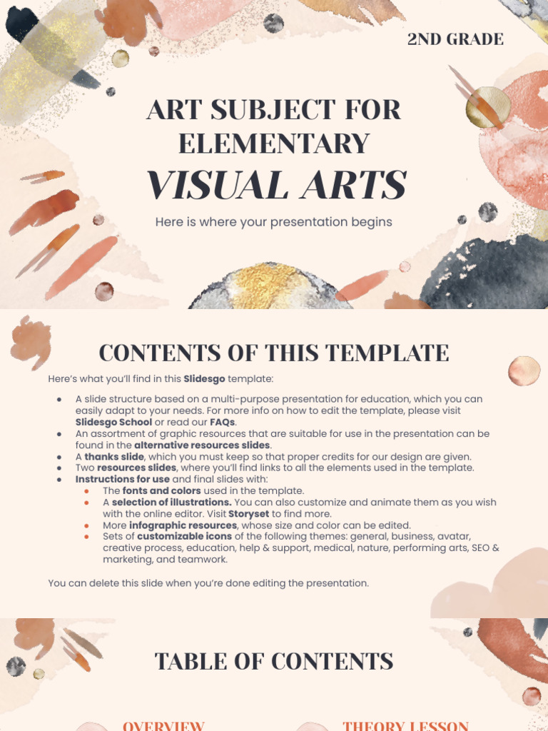 Art Subject For Elementary - 2nd Grade Visual Arts XL by Slidesgo | PDF ...