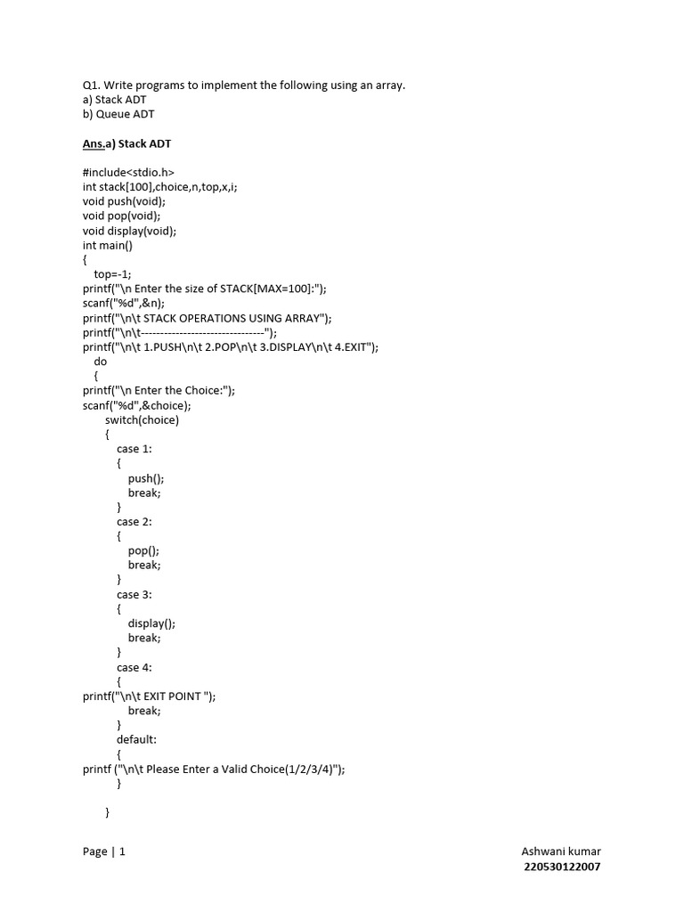 DSA Practical File | PDF | Queue (Abstract Data Type) | Discrete ... DSA Practical File | PDF | Queue (Abstract Data Type) | Discrete ...