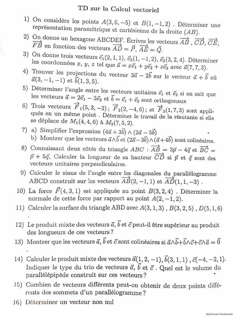 TD Math Vecteur | PDF