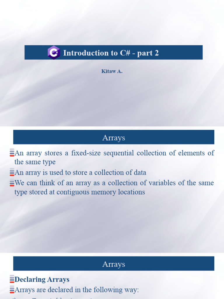 Intro To C# - Part 2 | PDF | Parameter (Computer Programming) | Method (Computer Programming)