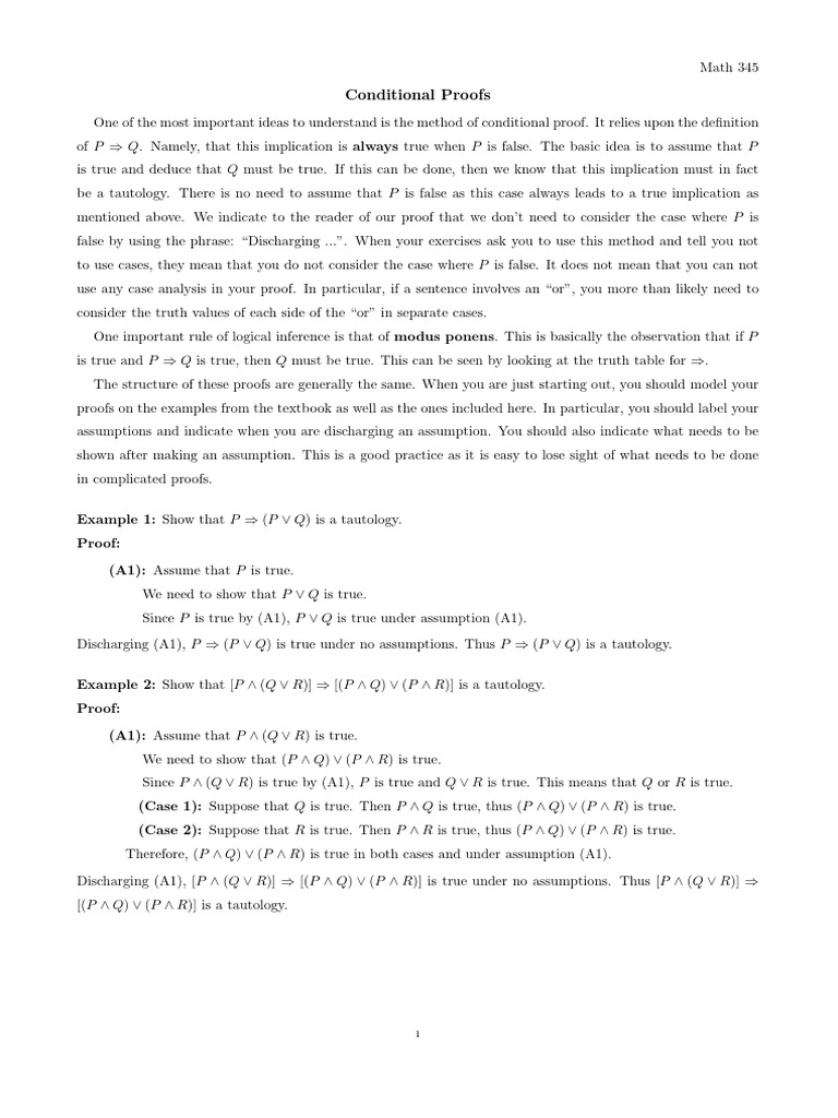 Conditional Proofs | PDF | Mathematical Logic | Logical Truth