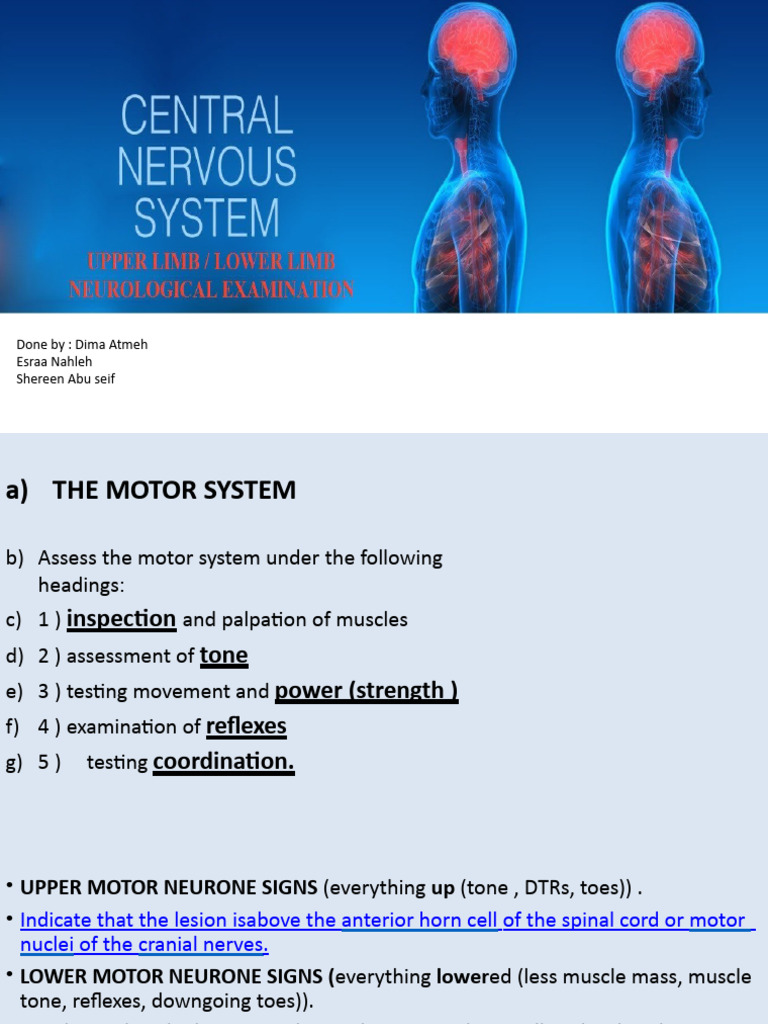 Comprehensive Limb Motor Examination Guide | PDF | Neurological ...