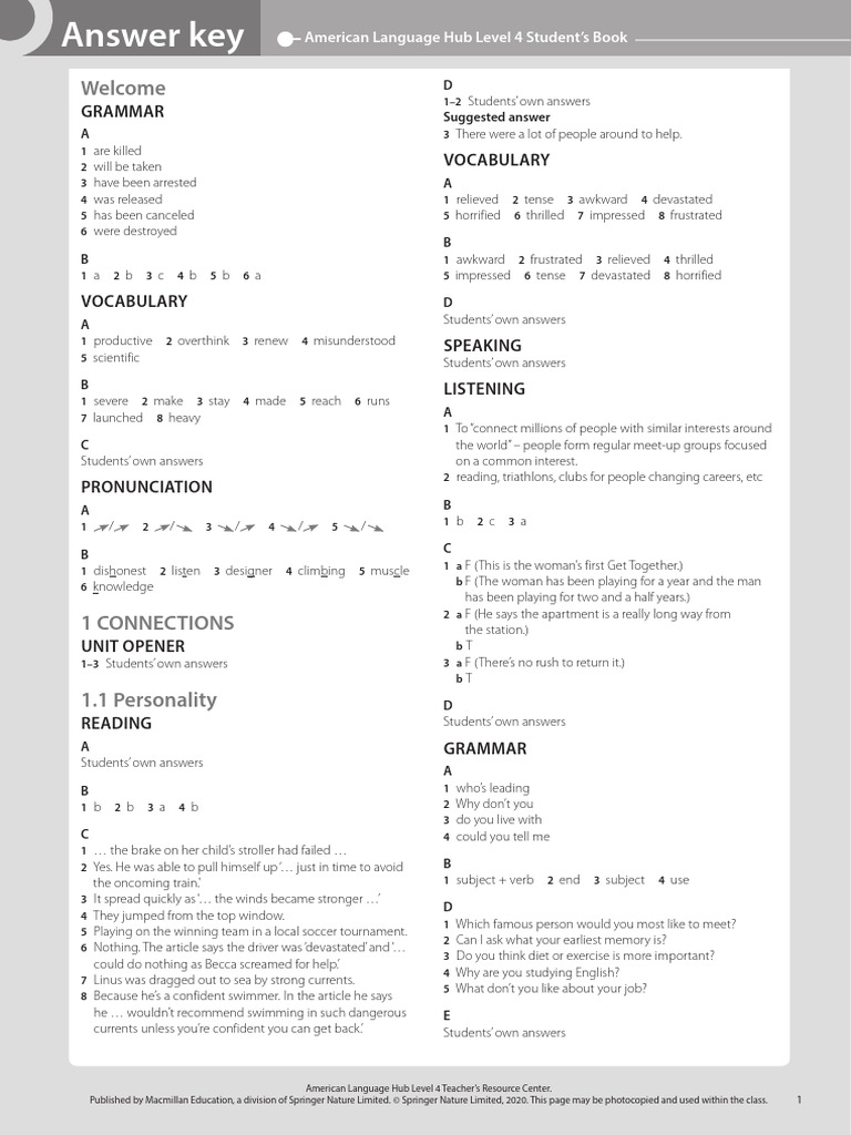 American Language Hub 4 Students Book Key | PDF | Cardiovascular Diseases