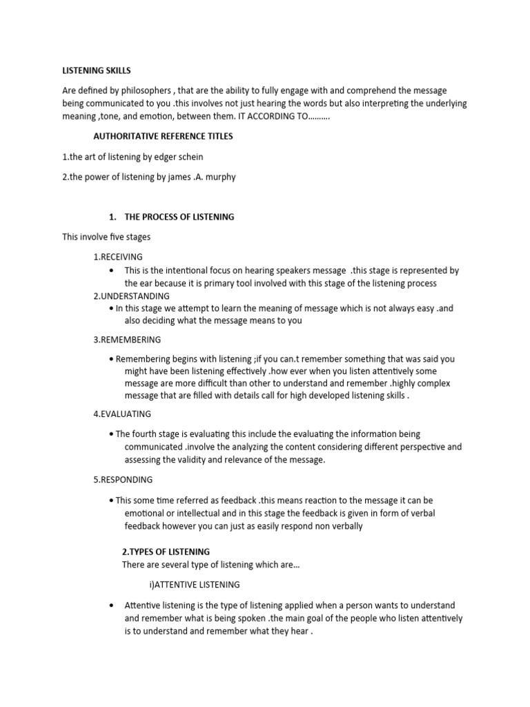 Listening Skills | PDF | Body Language | Empathy